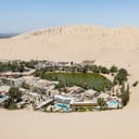 oasis (【Noun】a place in a desert where water is found and where plants ...