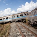 derail (【Verb】(of a train, tram, etc.) to leave its tracks, or to cause ...