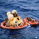 splashdown (【Noun】the landing of a spacecraft in the ocean ) Meaning ...