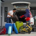 load (【Verb】to fill a vehicle, container, etc. with a large amount of ...