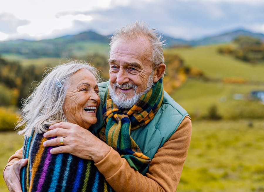 smiling old couple