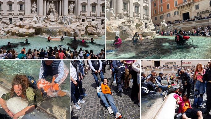 Climate Activists Turn Rome Fountain Black | Engoo Daily News